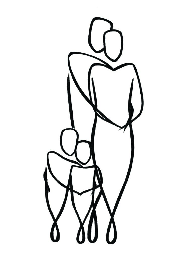 XL Line-art family Giclée print - Less With Lines