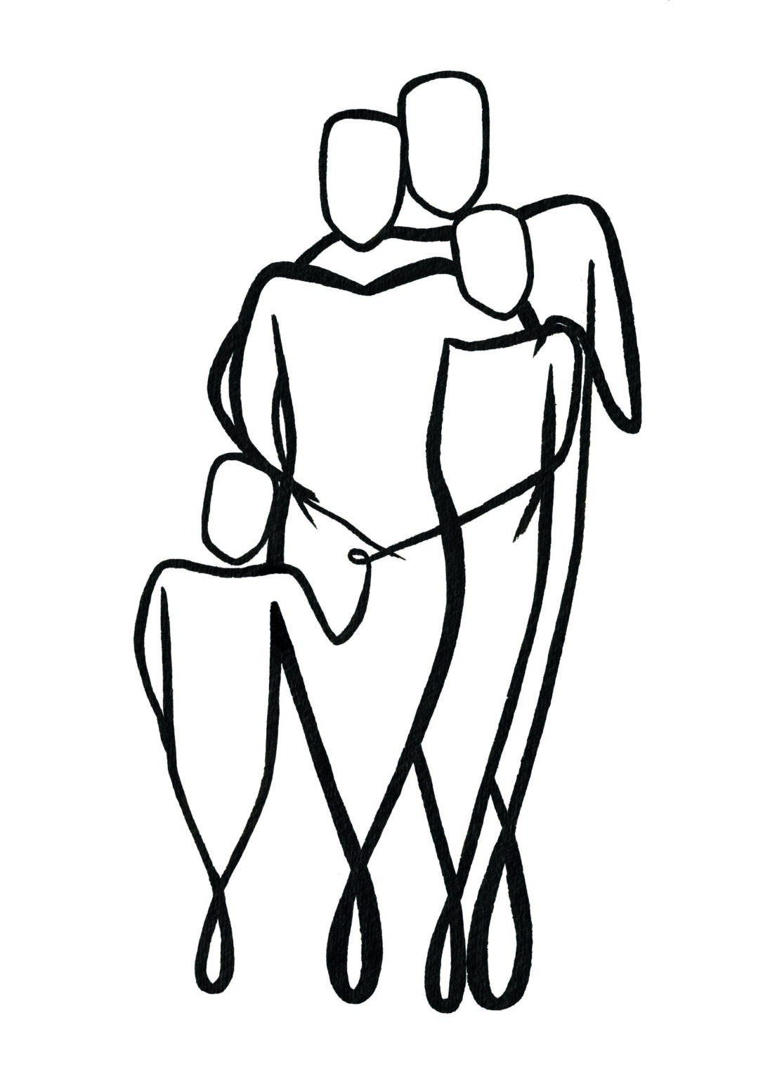 XL Line-art family Giclée print - Less With Lines