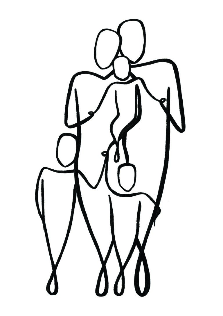 XL Line-art family Giclée print - Less With Lines