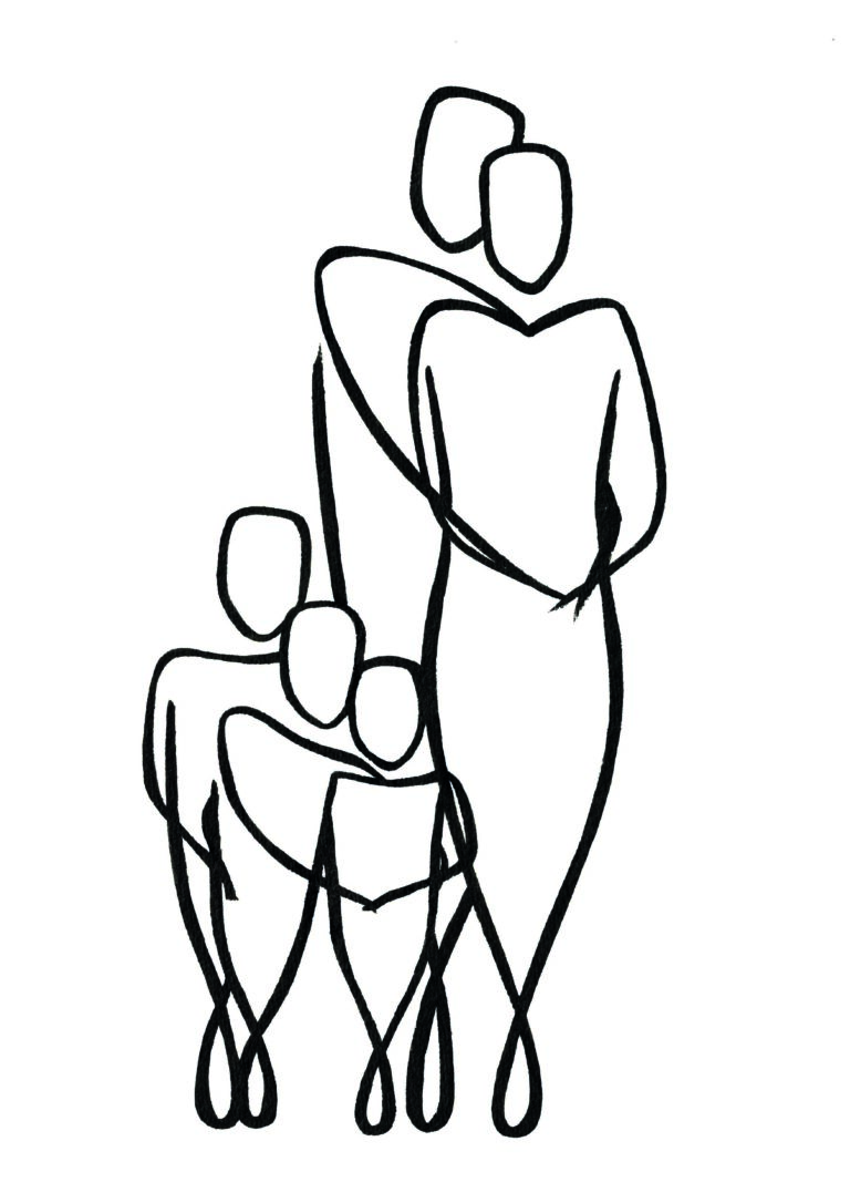 XL Line-art family Giclée print - Less With Lines