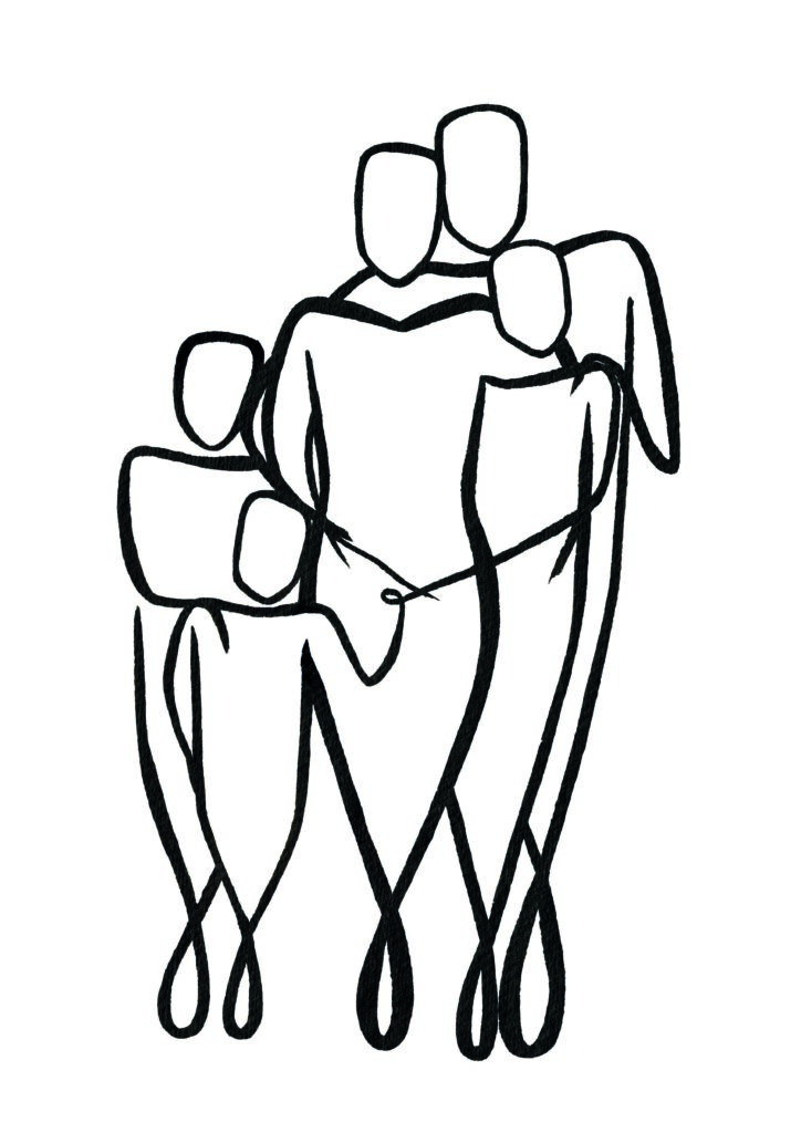 XL Line-art family Giclée print - Less With Lines