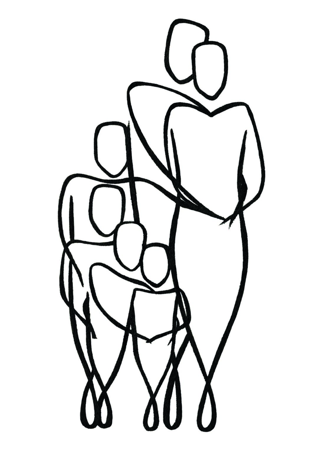 XL Line-art family Giclée print - Less With Lines