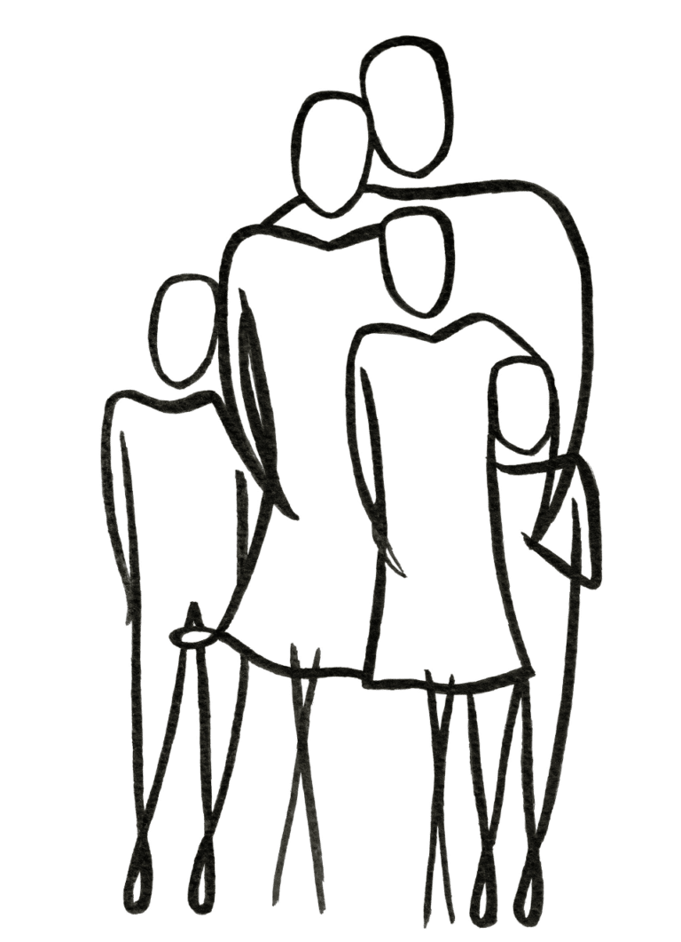 XL Line-art family Giclée print - Less With Lines